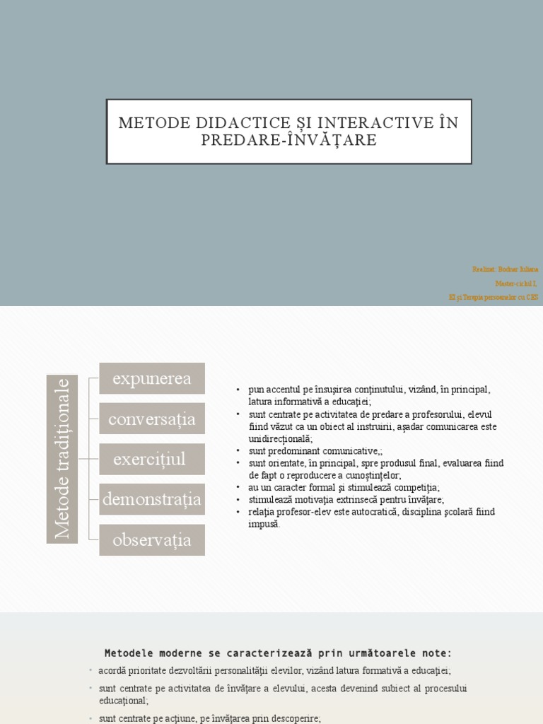 Metode Didactice Și Interactive În Predare-Învățare | PDF