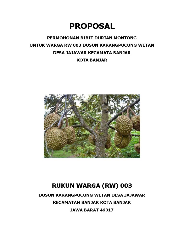 Permohonan Bibit Durian Montong RW 003 | PDF