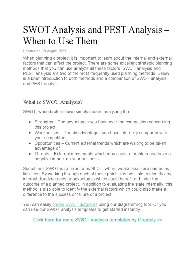 SWOT Analysis and PEST Analysis | PDF | Swot Analysis | Economies