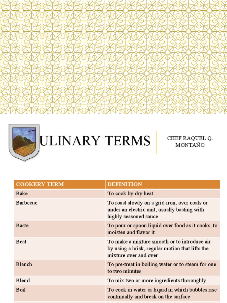 Culinary Terms: Chef Raquel Q. Montaño | PDF | Cooking | Foods