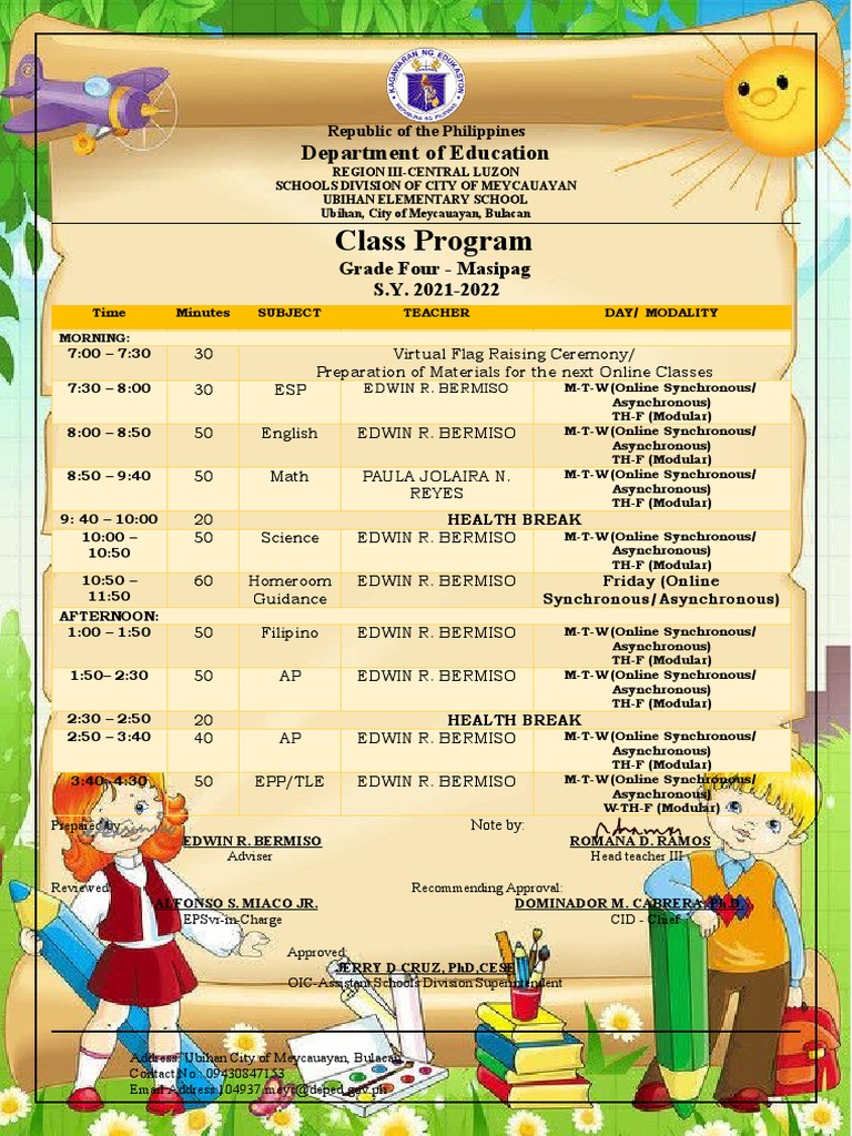 Class Program-Grade 4 | PDF | Educational Technology | Learning