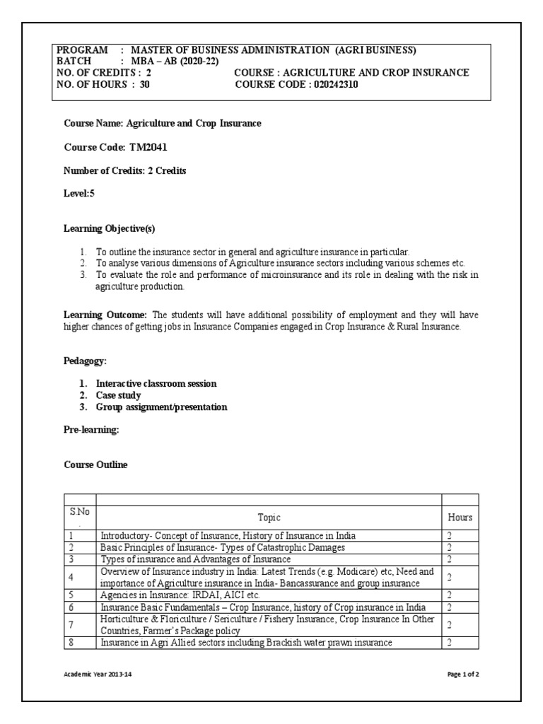 T - Agriculture and Crop Insurance | PDF | Insurance | Crop Insurance
