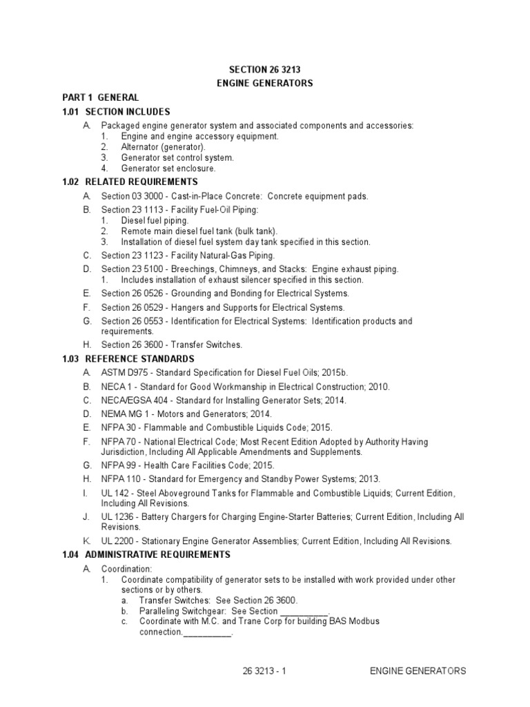 Facility Electrical Power Generating and Storing Equipment | PDF ...