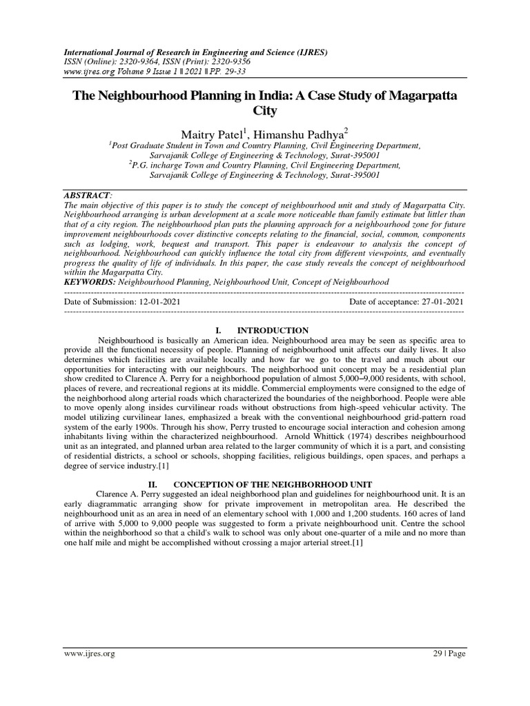 The Neighbourhood Planning in India: A Case Study of Magarpatta City ...