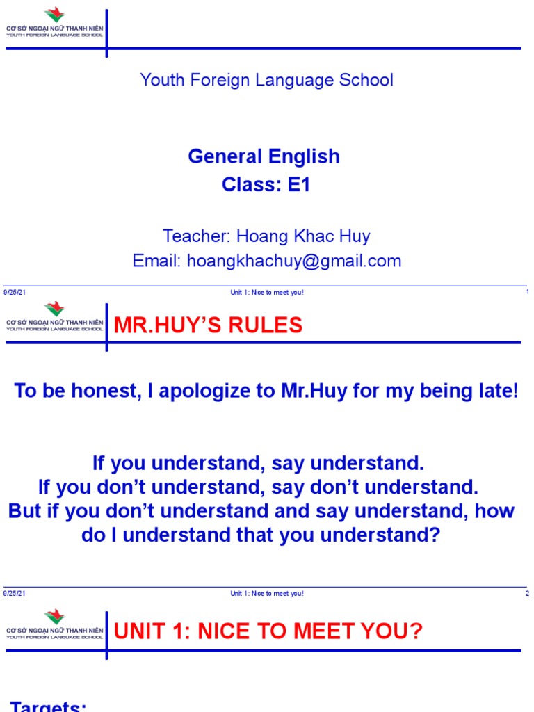 Unit 1 - Nice To Meet You | PDF | Pronoun | Grammatical Number