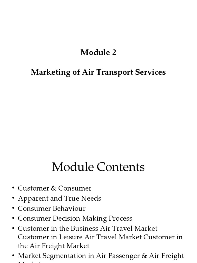 Module 2 - Marketing of Air Transport Services | PDF | Market ...