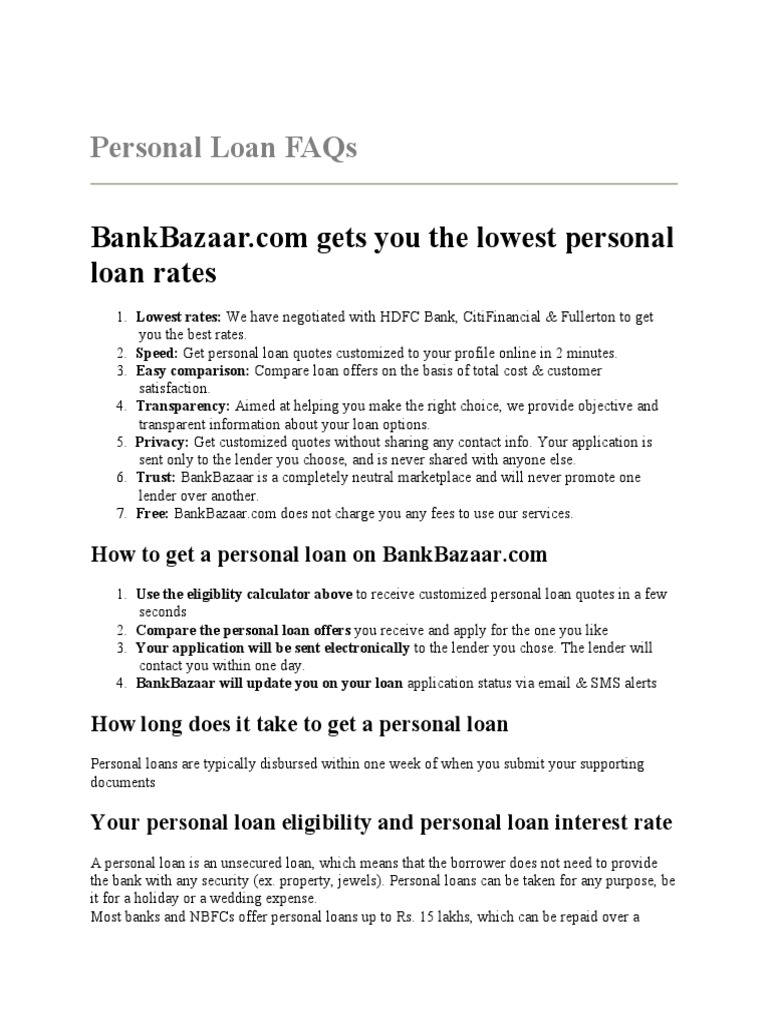 Personal Loan FAQs | PDF | Economies | Loans