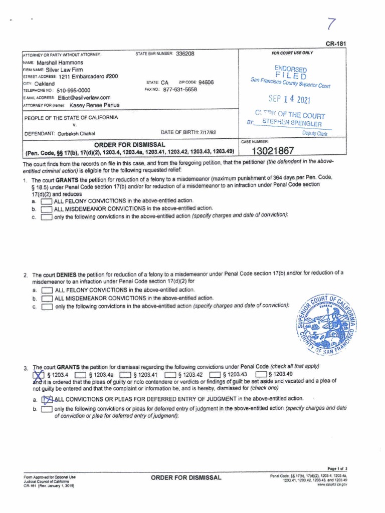 Court Order Dismissal | PDF