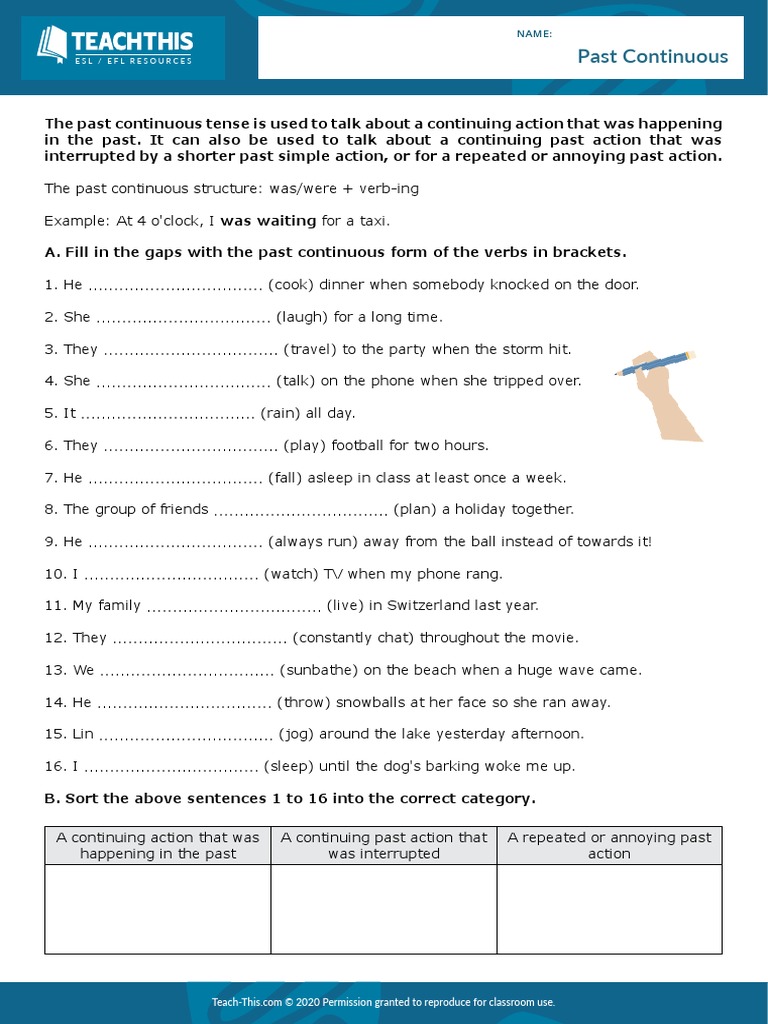 Past Continuous Interactive Worksheet | PDF