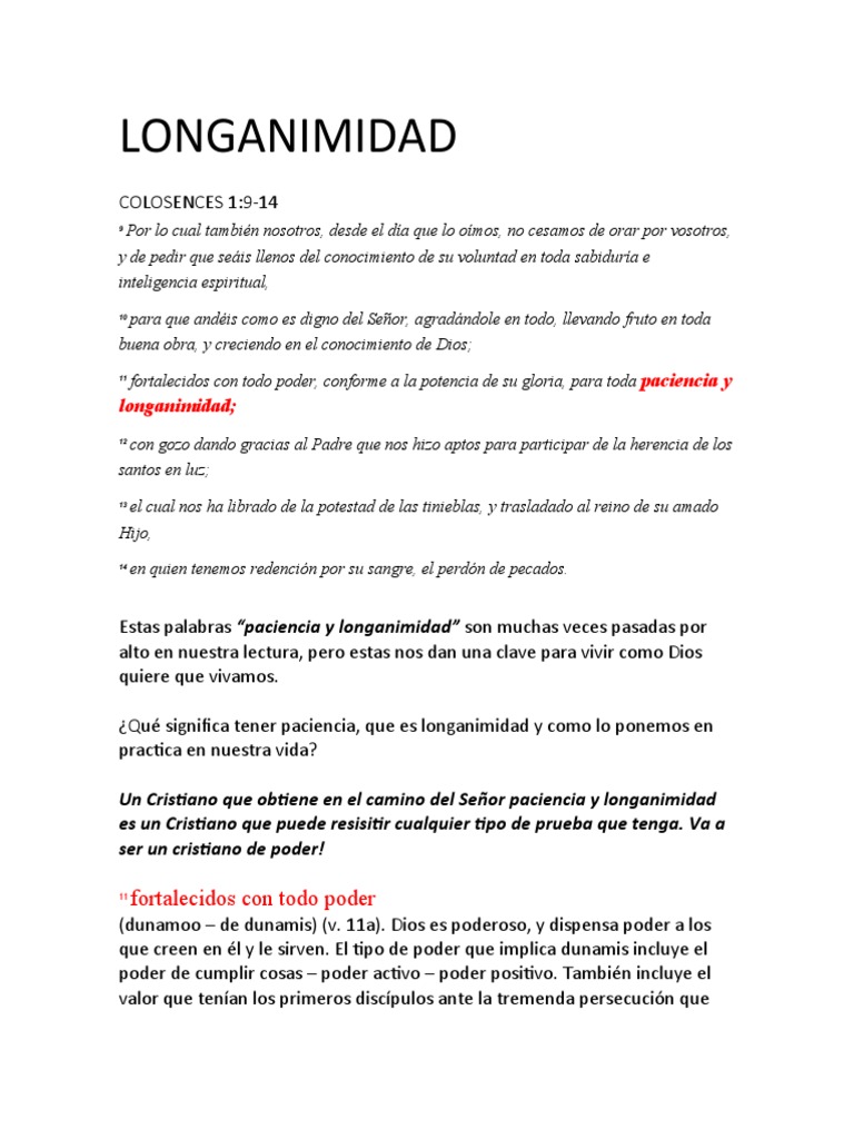 LONGANIMIDAD | PDF | Dios | Amor