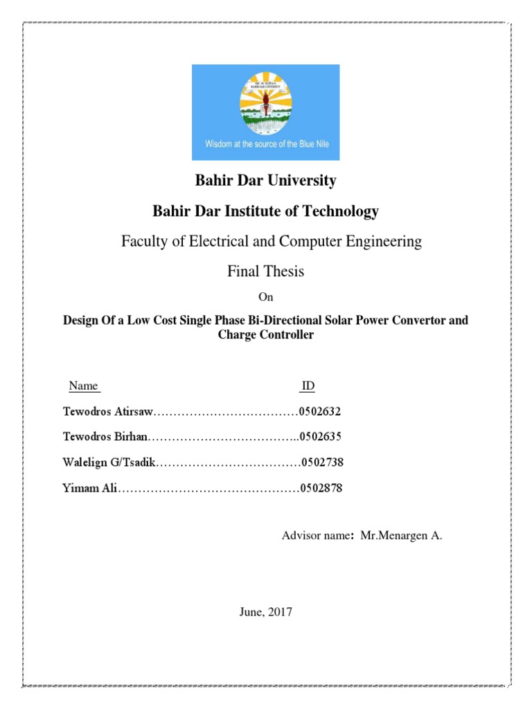 Bahir Dar University Bahir Dar Institute of Technology: Faculty of Electrical and Computer ...
