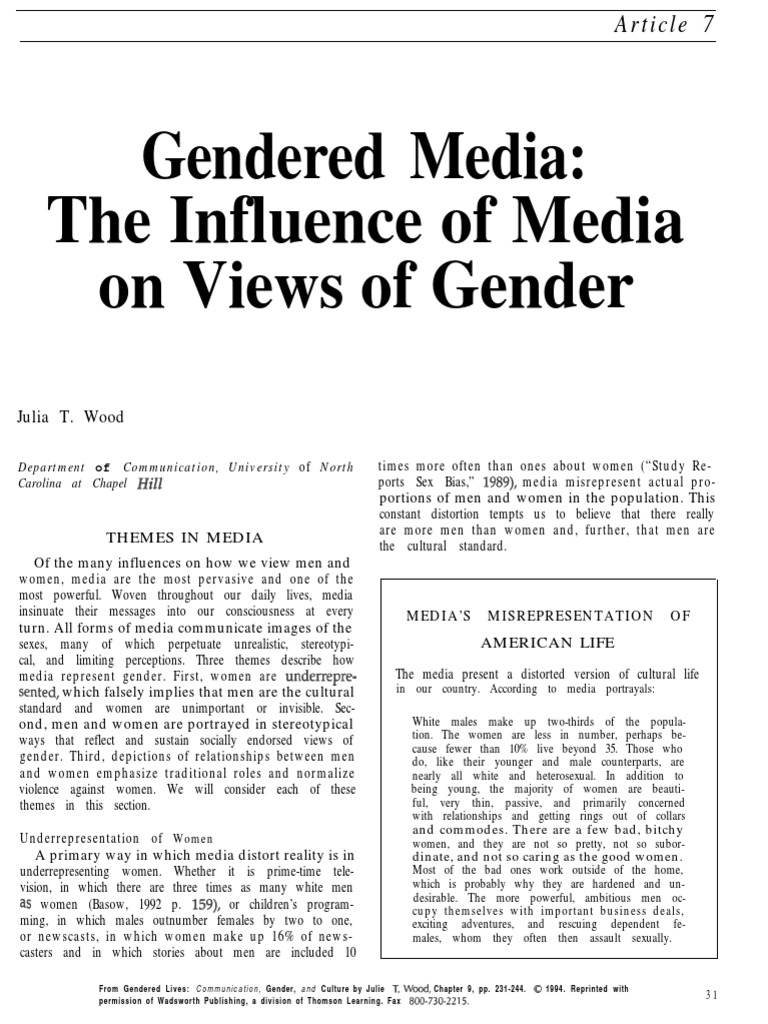 Gendered Media: The Influence of Media On Views of Gender: Julia T ...