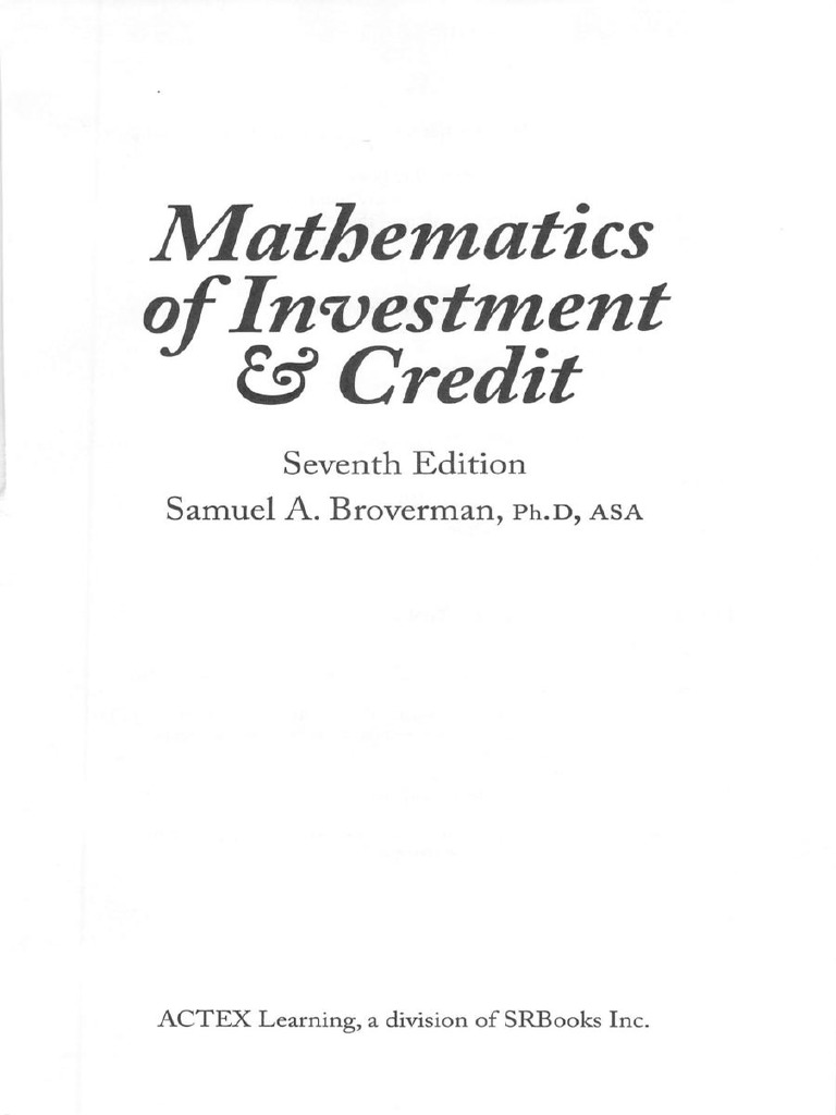 Mathematics of Investment and Credit 7th Ed | PDF