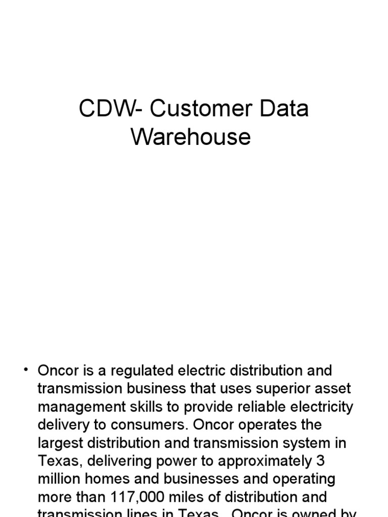 CDW - Customer Data Warehouse - Tech | PDF | Electronic Data ...