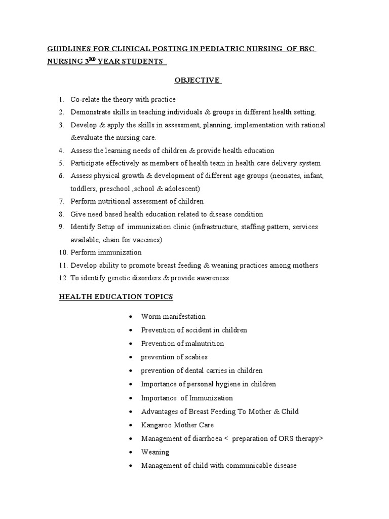 Guidelines For Students During Clinical Posting | PDF | Neonatal ...