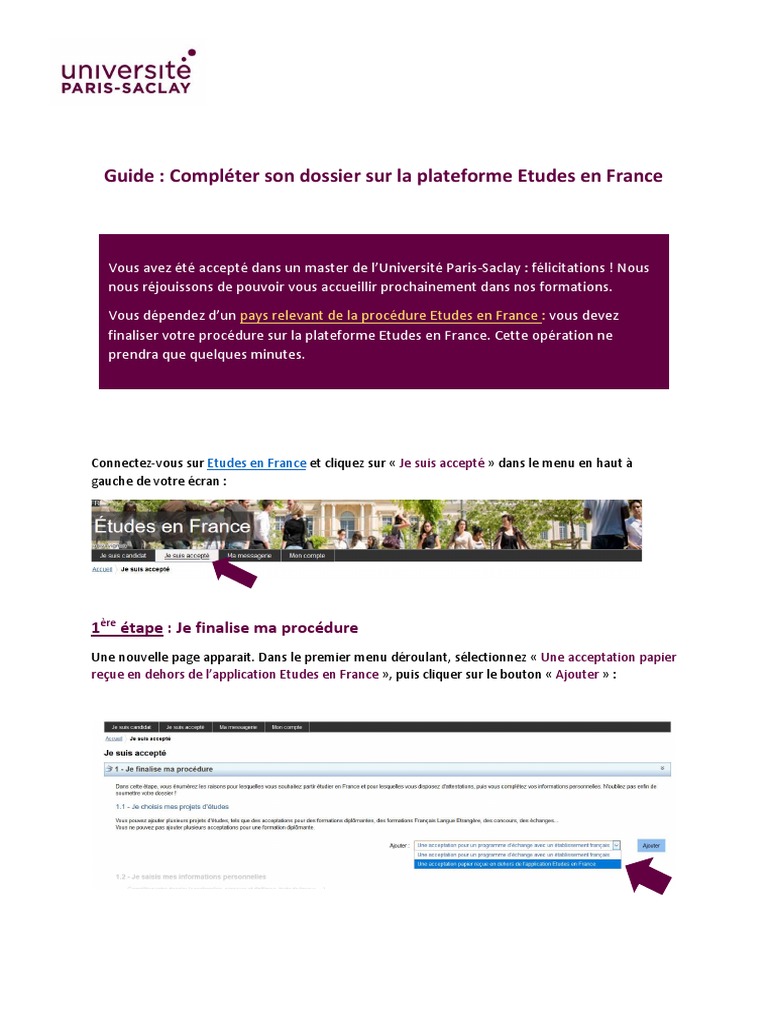 Comment Minscrire Sur Etude en France Apres Validation de Ma Candidature | PDF | Évolution de ...