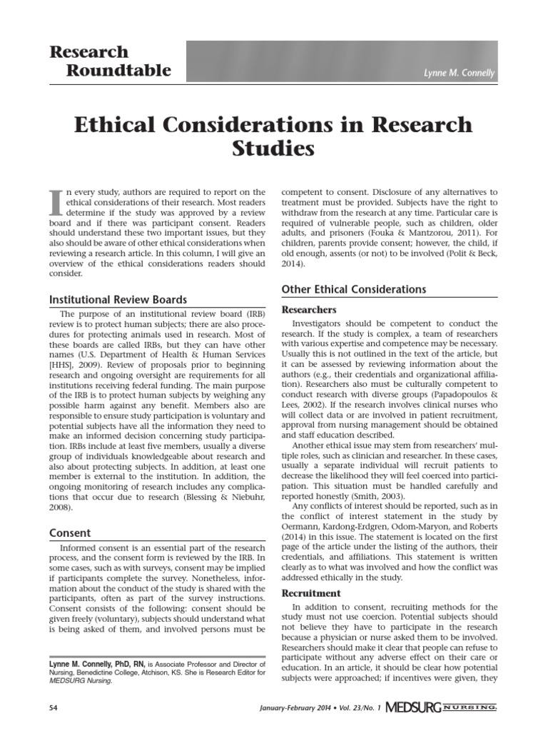 Ethical Considerations in Research Studies | PDF | Institutional Review ...