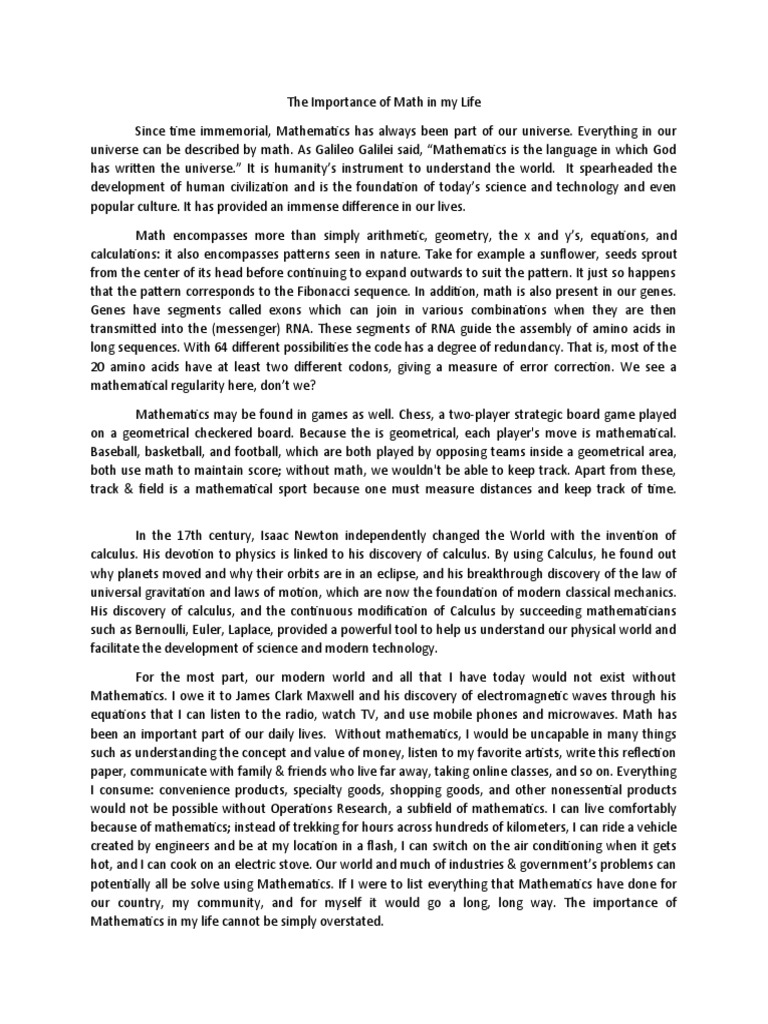 The Importance of Math in Life | PDF | Mathematics | Calculus