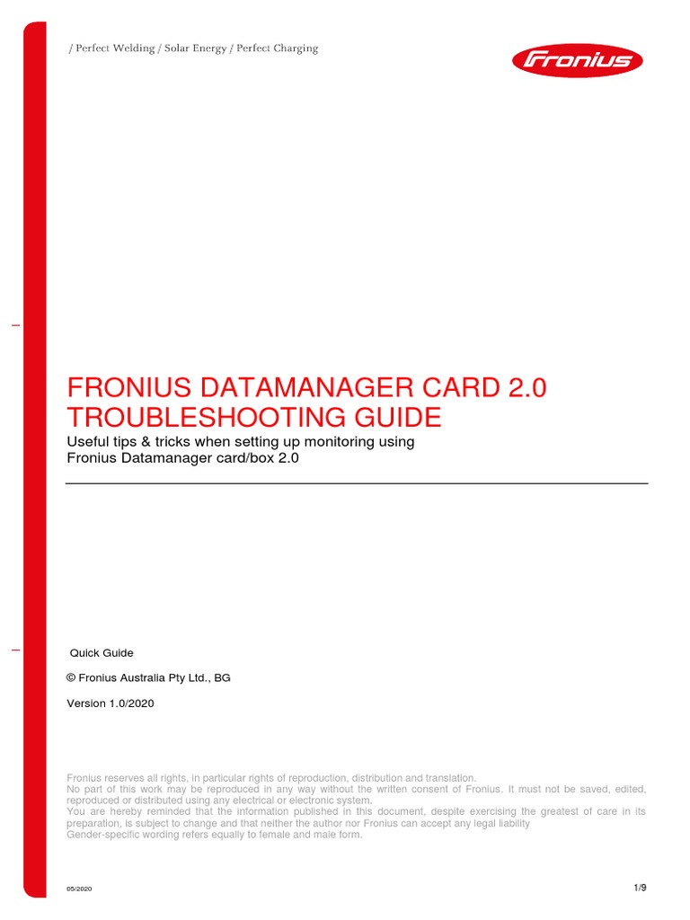 Fronius Datamanager Card 2.0 Troubleshooting Guide | PDF | World Wide ...