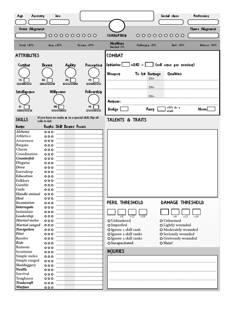 One Page Character Sheet - Flat | PDF | Role Playing Games