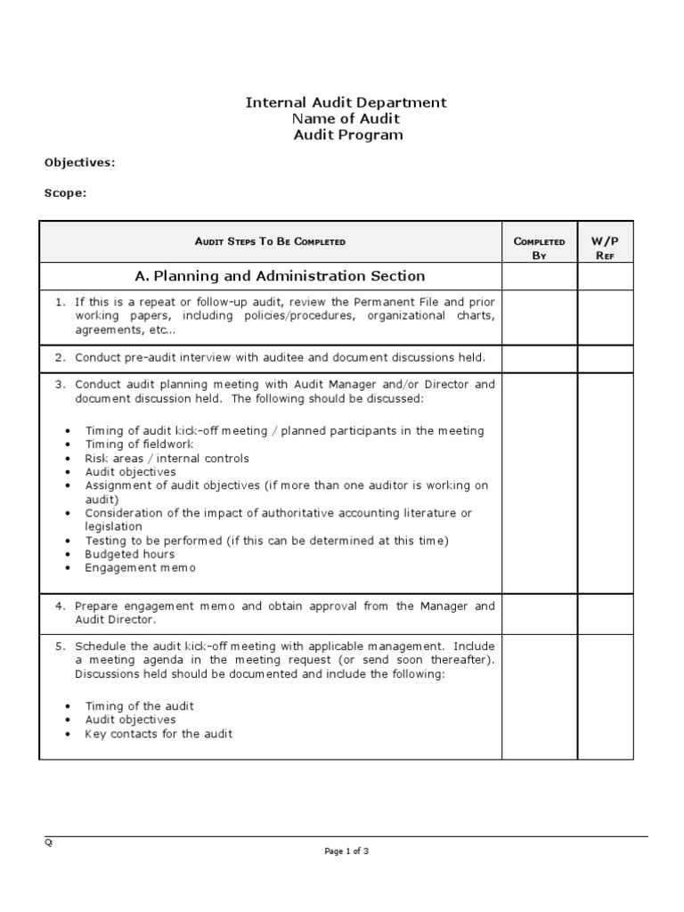 FIN - Audit Program Template | PDF
