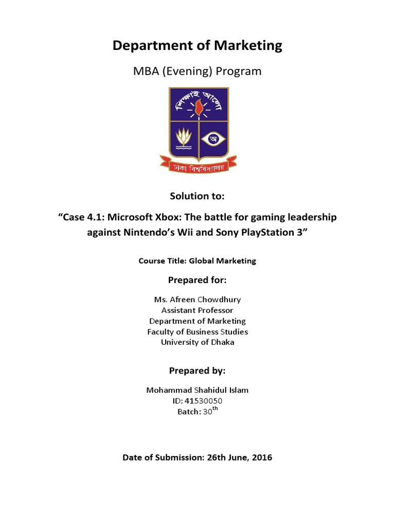 Case 4.1: Microsoft Xbox: The Battle For Gaming Leadership Against ...