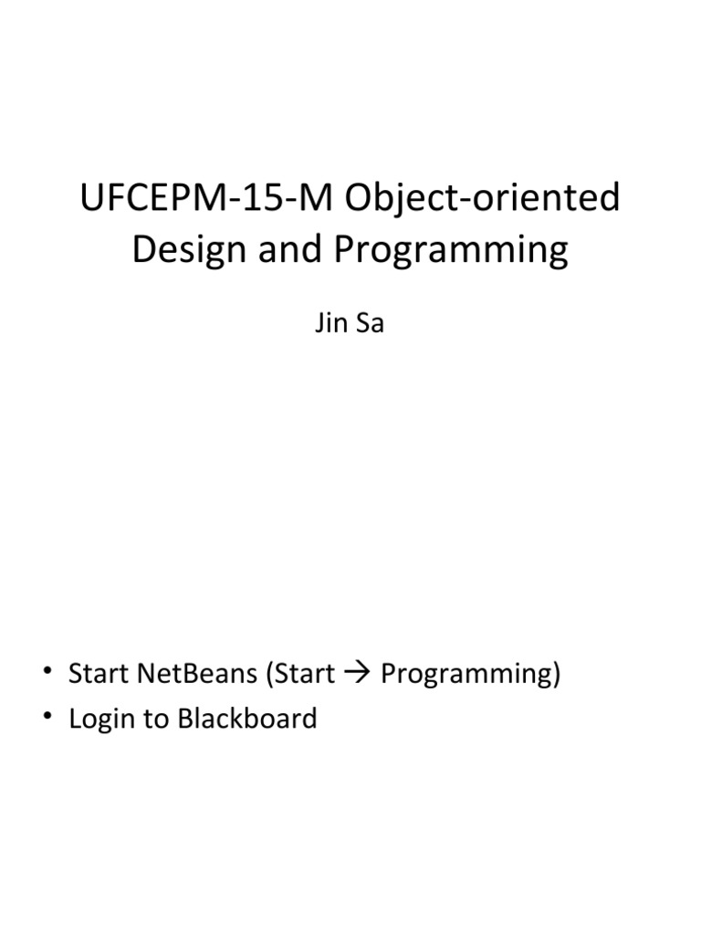Ufcepm 15 M Object Oriented Design And Programming Jin Sa Pdf Use Case Object Oriented