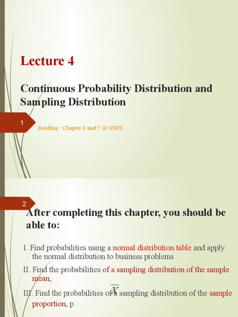 L4 Continuous Probability | PDF | Normal Distribution | Standard Deviation