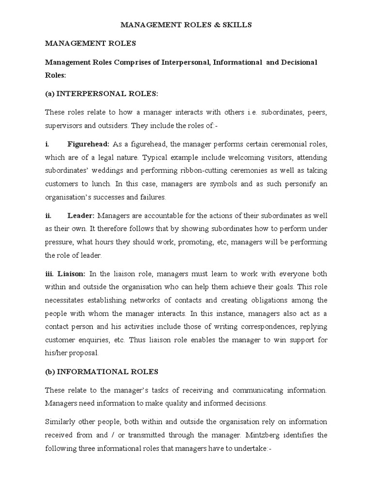 Management Roles and Skills Explained | PDF | Skill | Entrepreneurship