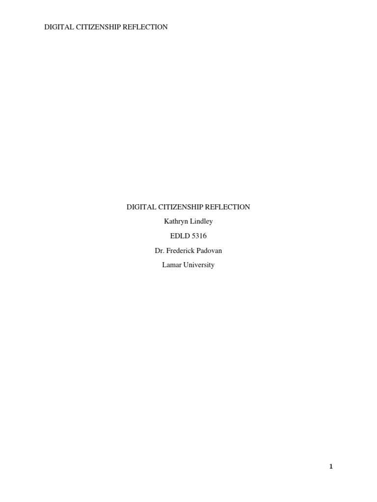 Digital Citizenship Reflection | PDF | Cyberbullying | Social Media