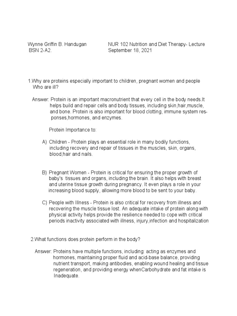Nutri LEC Assignment | PDF | Digestion | Proteins