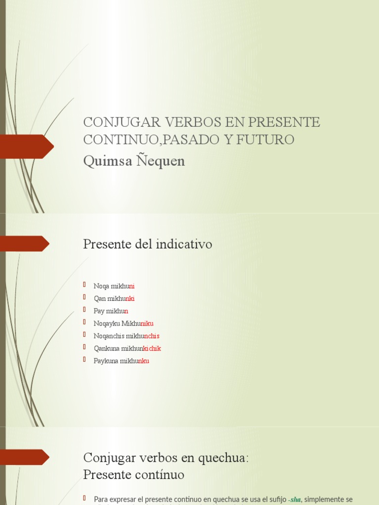 Conjugación de Verbos en Quechua | PDF | Verbo | Plural