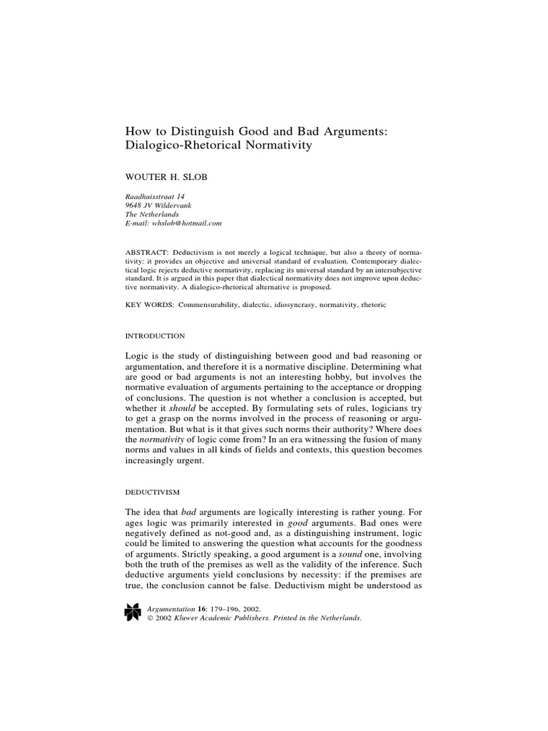 Good and Bad Arguments | PDF | Argument | Logic