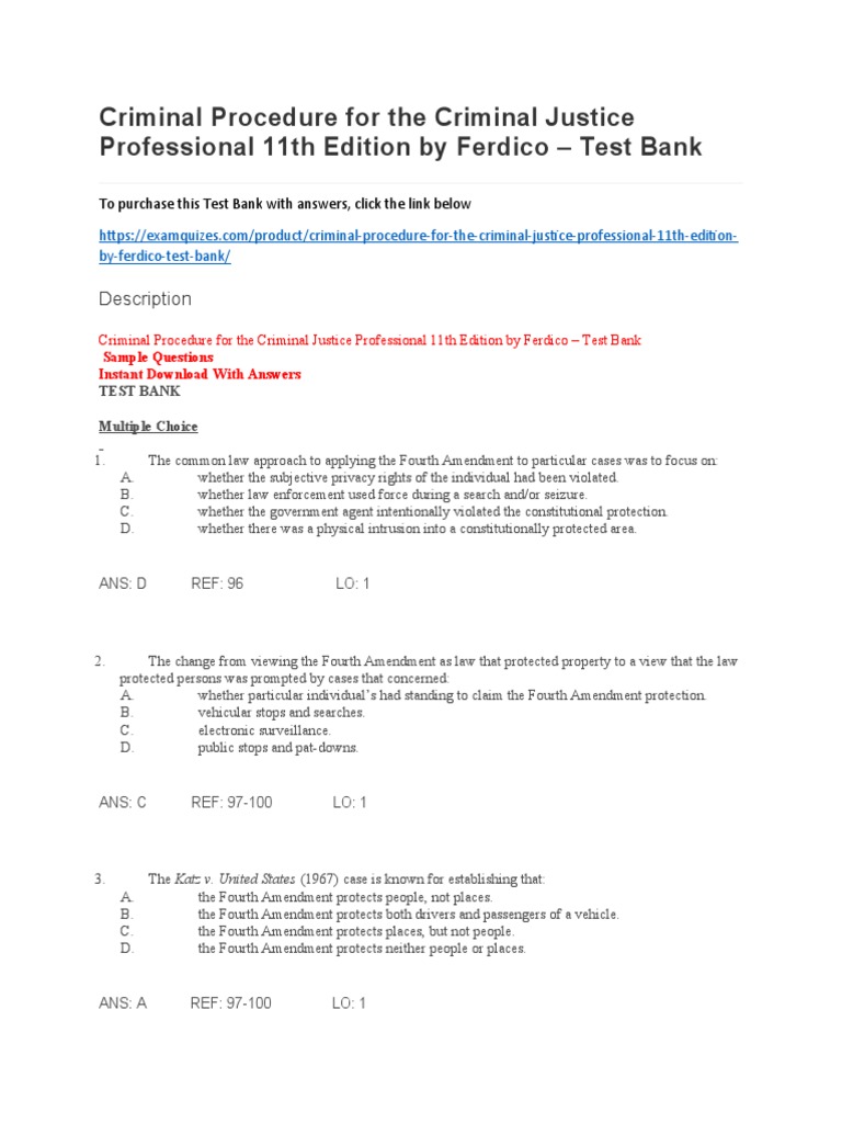 Criminal Procedure For The Criminal Justice Professional 11th Edition ...