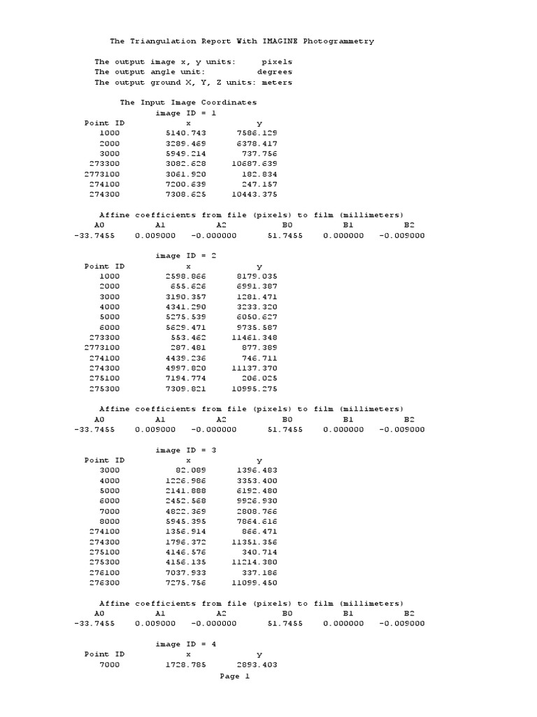 Triangulation Report With IMAGINE Photogrammetry | PDF | Computer ...