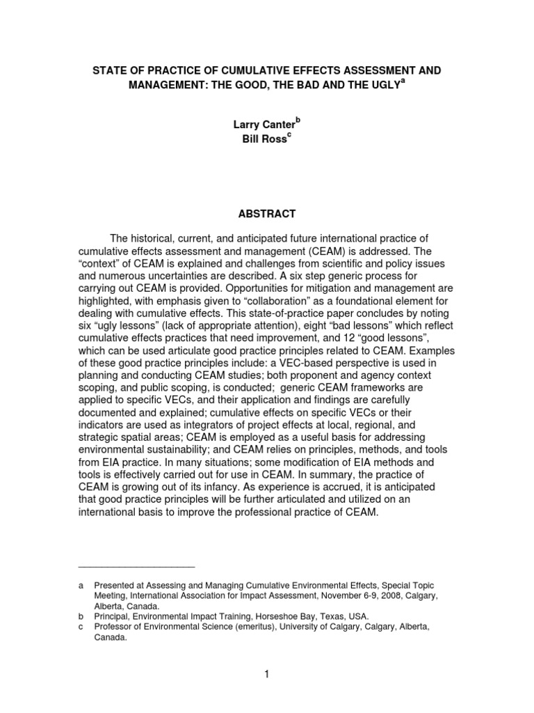 Canter - & - Ross 2008 (EIA Cumulative Effects) | PDF | Environmental Impact Assessment ...