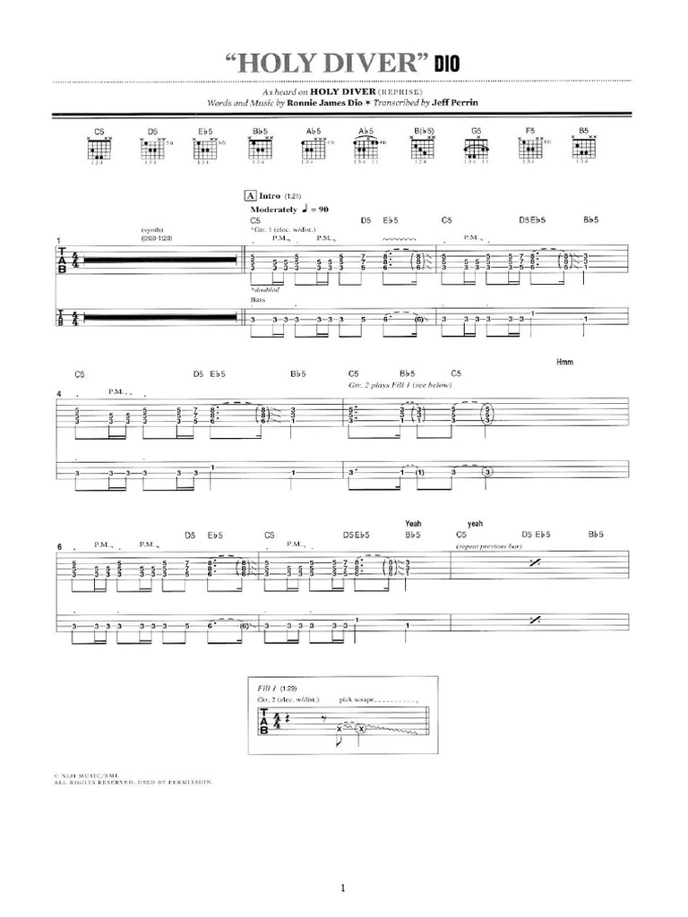 "Holy Diver": As Words and Mus Cby Transcribed by | PDF | Heavy Metal Music
