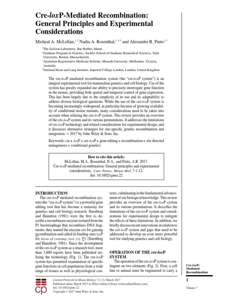 2017 - Cre-loxP-Mediated Recombination - General Principles and ...