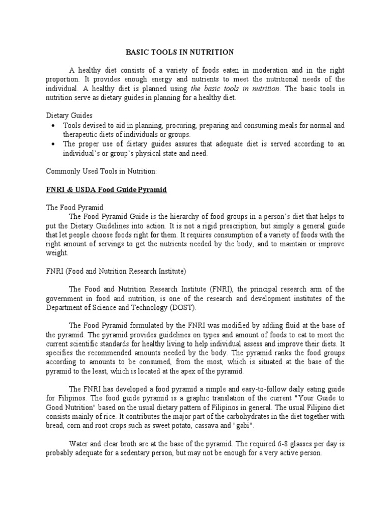 Basic Tools in Nutrition | PDF | Nutrition Facts Label | Foods