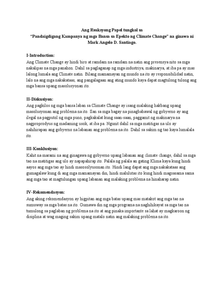 Reaction Paper-Climate Change | PDF