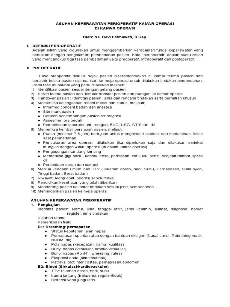 Askep Perioperatif Devi | PDF