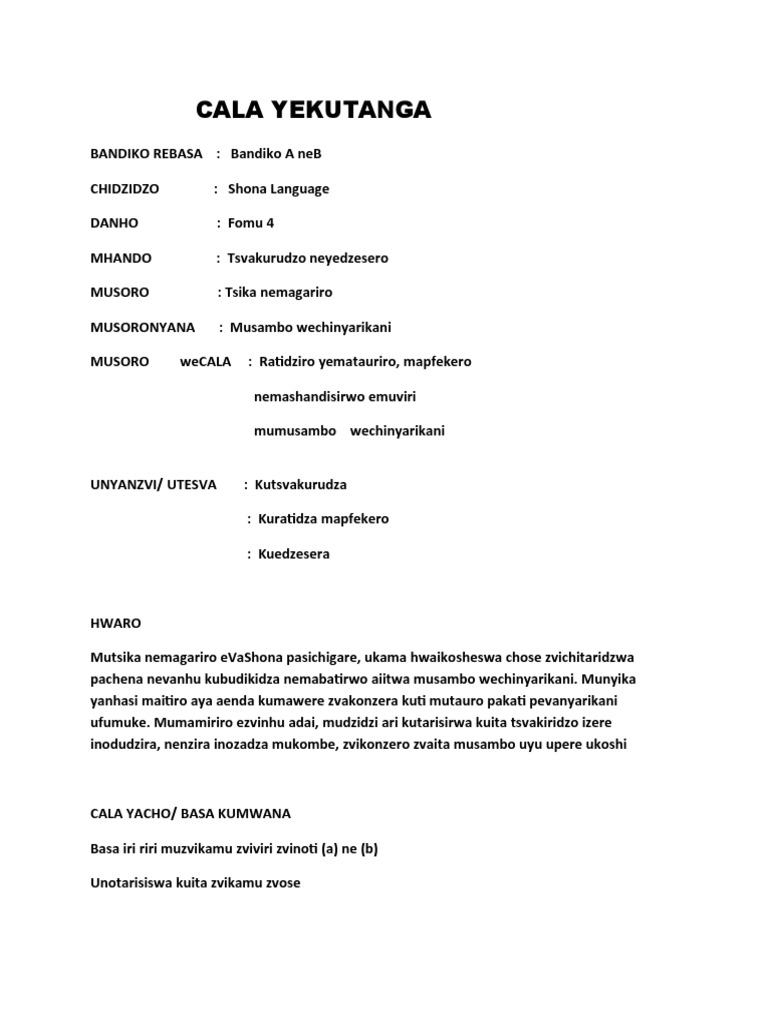 Shona CaLa @F4 | PDF | Kajian Bahasa Asing