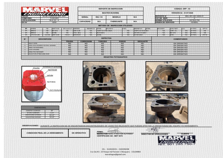 MVL-001-097-0250-21 Rig 110 Master Bushing | PDF