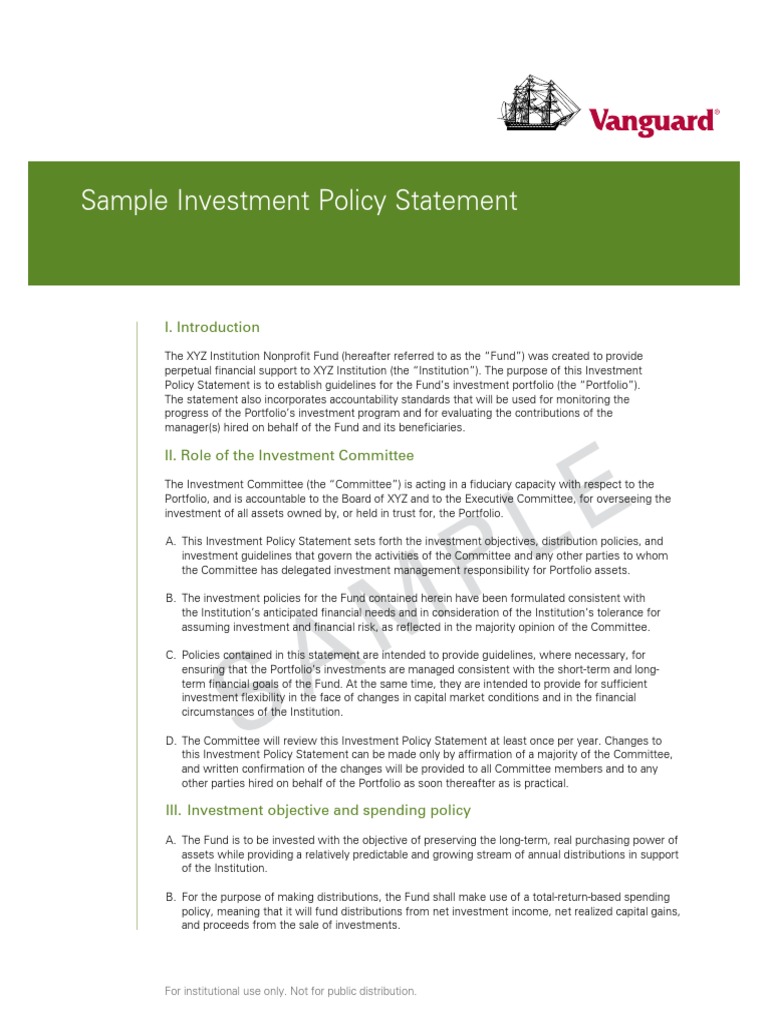 Sample Investment Policy Statement A PDF Asset Allocation Investing