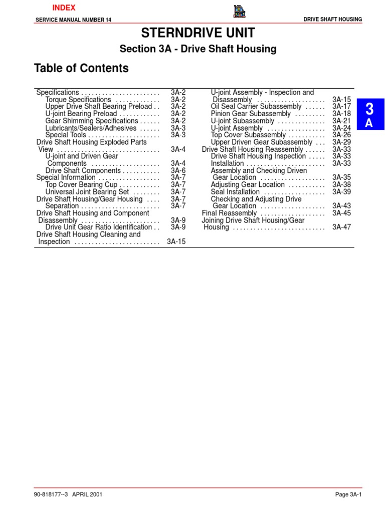 Sterndrive Shaft Service Guide | PDF | Bearing (Mechanical) | Gear