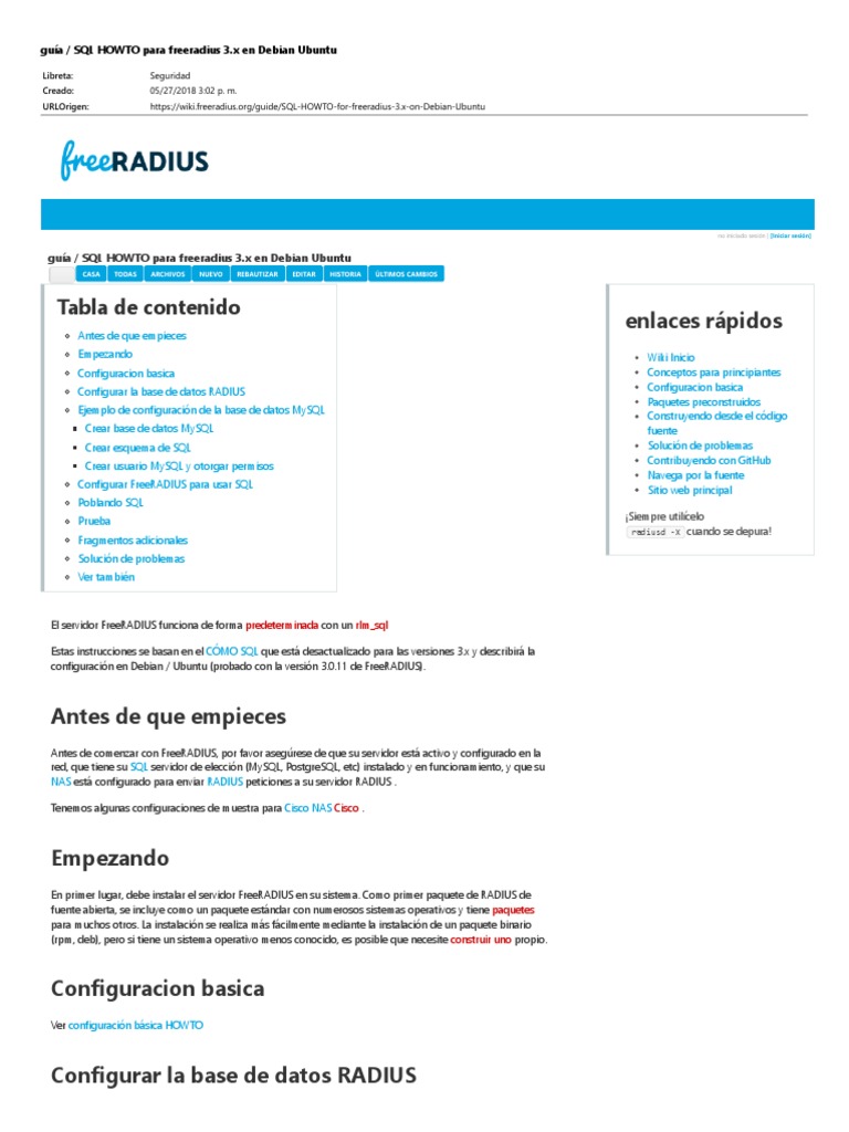 Instalacion Freeradius | PDF | Mi sql | SQL