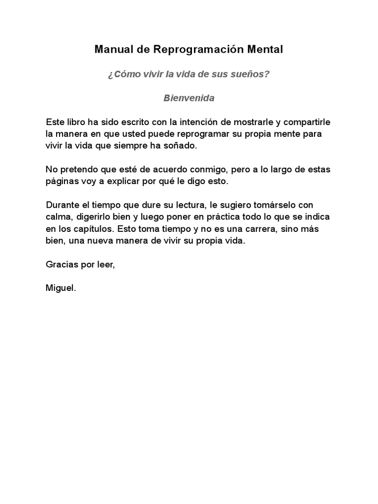 Manual de Reprogramación Mental Miguel Gálvez Monsalve | PDF | Trauma ...