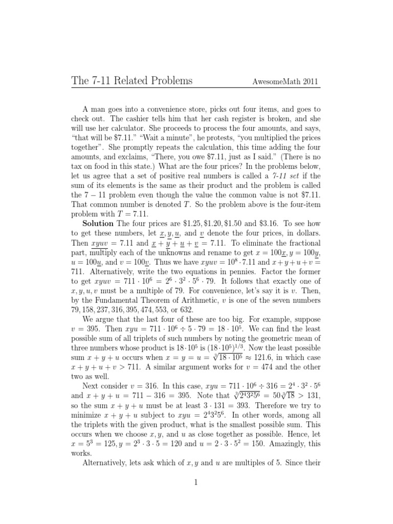 The 7-11 Related Problems | PDF | Mathematics | Applied Mathematics
