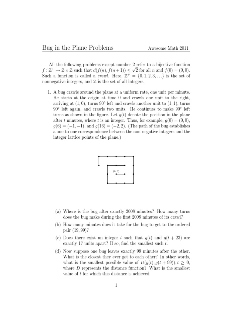 Bug in The Plane Problems: F: Z Z × Z Such That D (F (N), F (N + 1 ...
