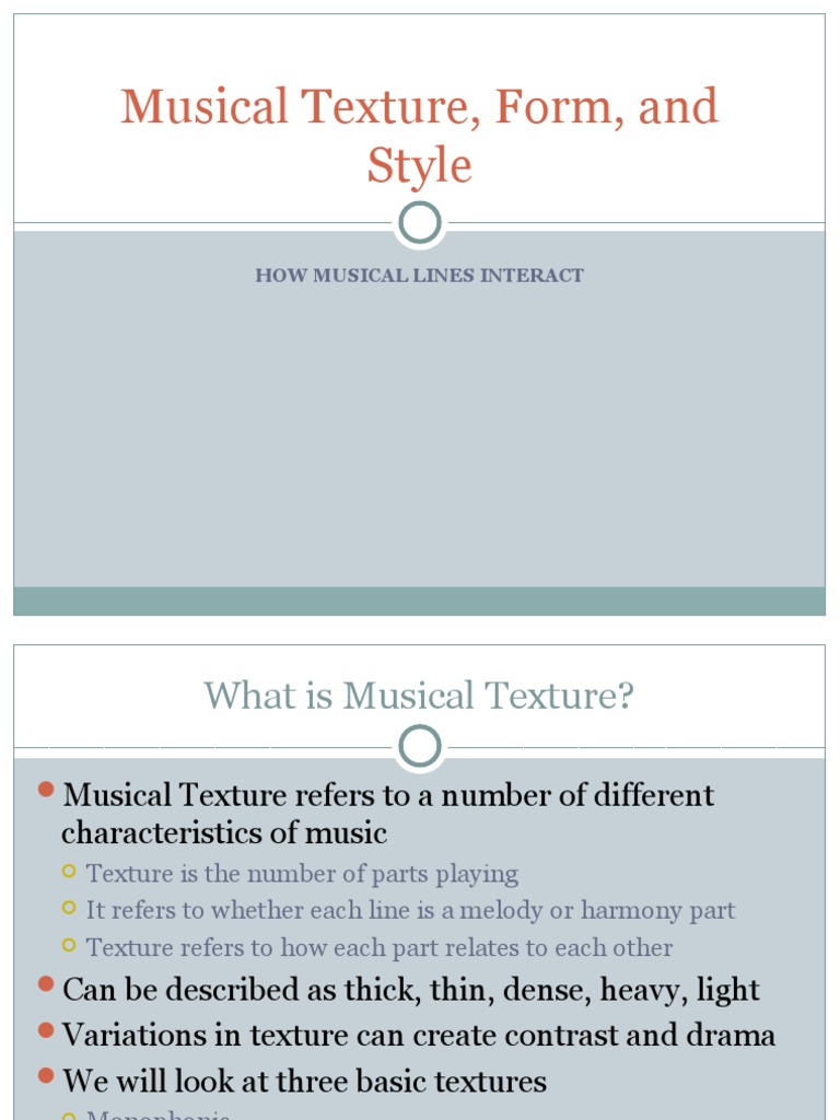 Musical Texture, Form, and Style: How Musical Lines Interact | PDF ...